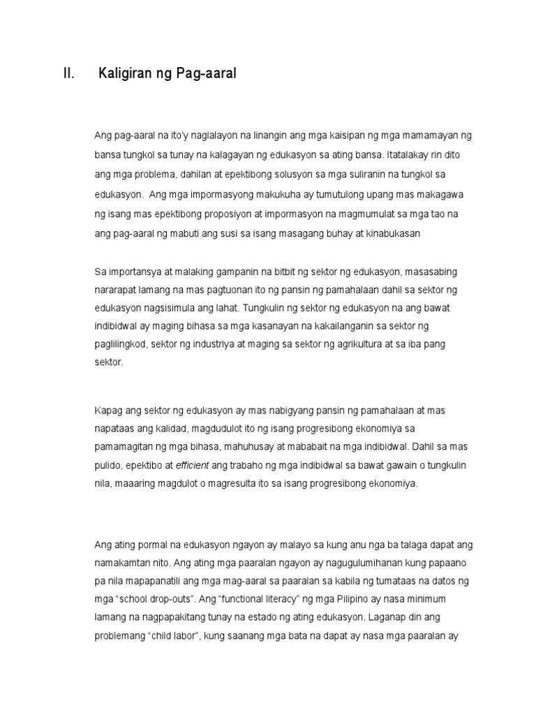 II. Kaligiran NG Pag-Aaral | PDF