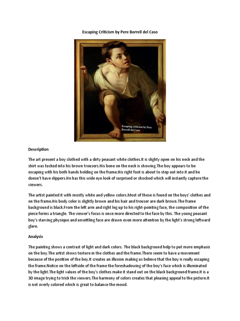 Escaping Criticism | PDF | Paintings | Composition (Visual Arts)