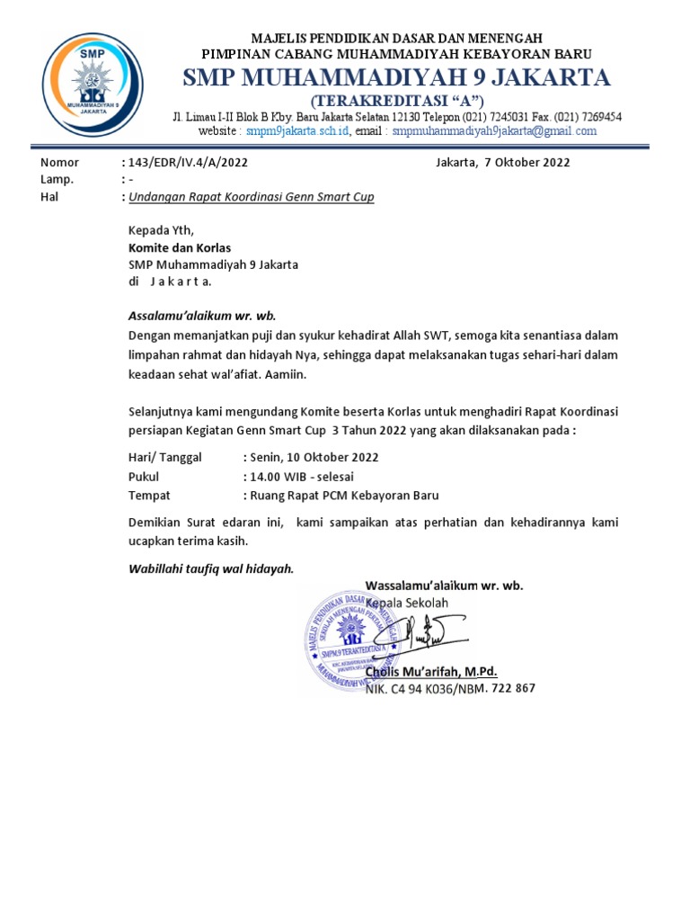 Surat Undangan Rapat | PDF