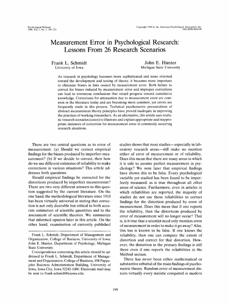Schmidt Hunter 1996 26 Scenarios | PDF | Heritability | Effect Size