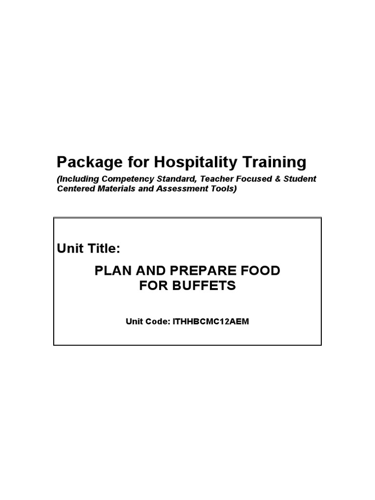 Guide to Teaching Plan and Prepare Food for Buffets: A Competency-Based Approach | PDF ...