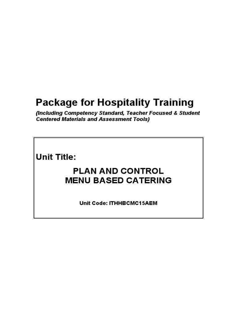 Menu Planning in Catering Training | PDF | Menu | Lunch
