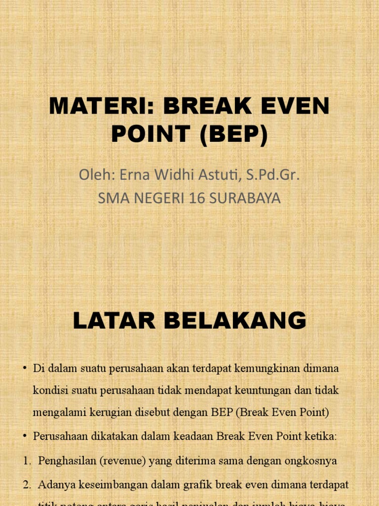 Break Even Point | PDF
