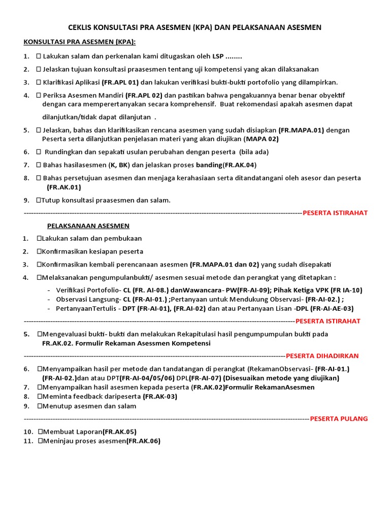 Ringkasan Alur Proses Asesmen (Mulai Pra Asesmen Sampai Selesai) | PDF