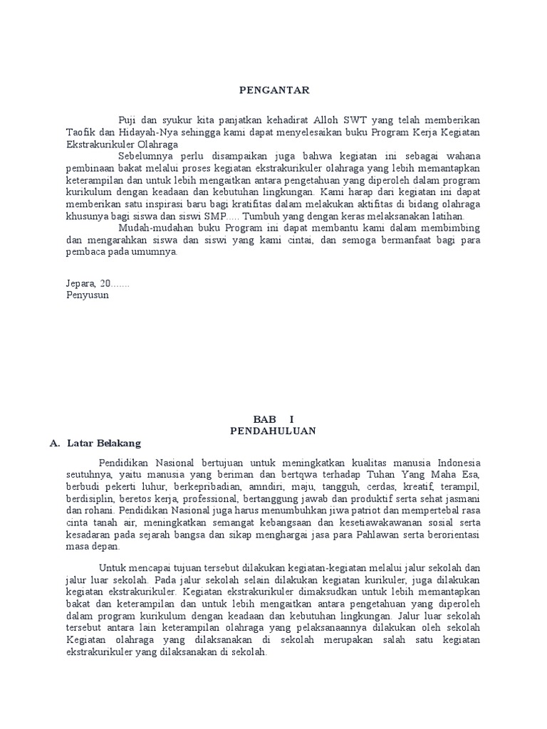 Laporan Ekstrakurikuler Contoh 1 | PDF