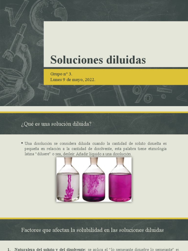 Soluciones Diluidas | PDF | Solubilidad | Solvente