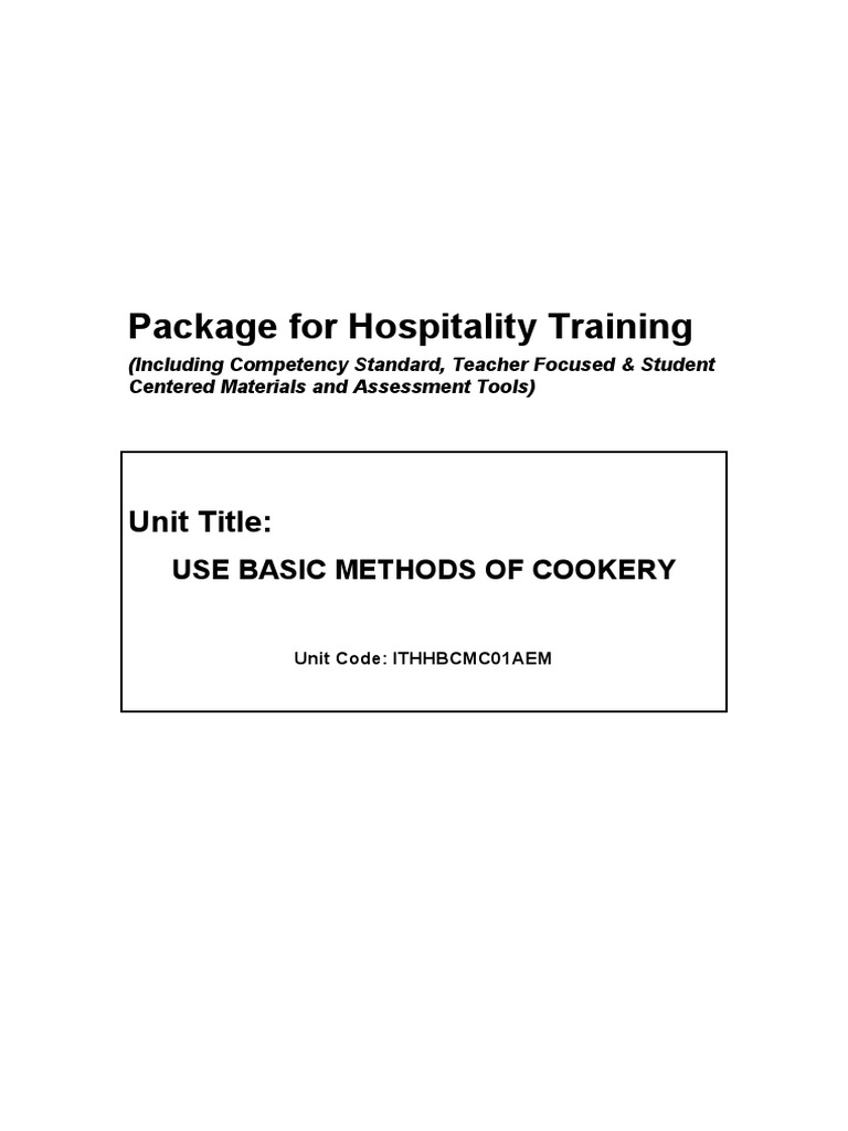 ITHHBCMC01AEM-Use Basic Method of Cookery | PDF | Grilling | Roasting