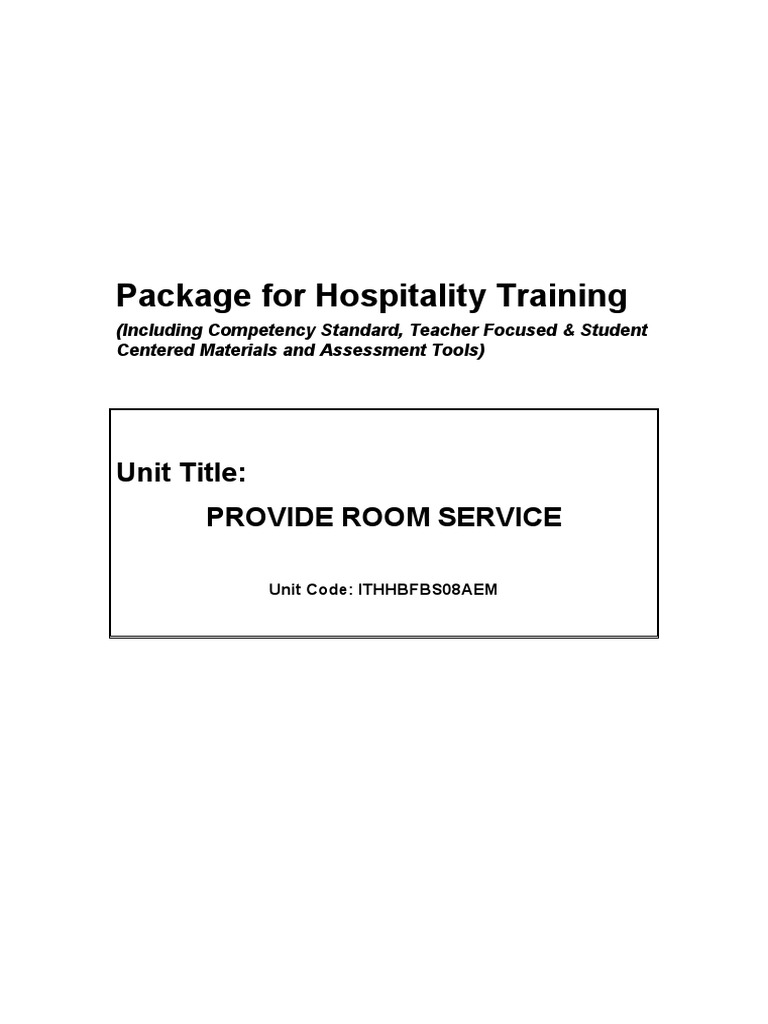 ITHHBFBS08AEM-Provide Room Service | PDF | Educational Assessment ...