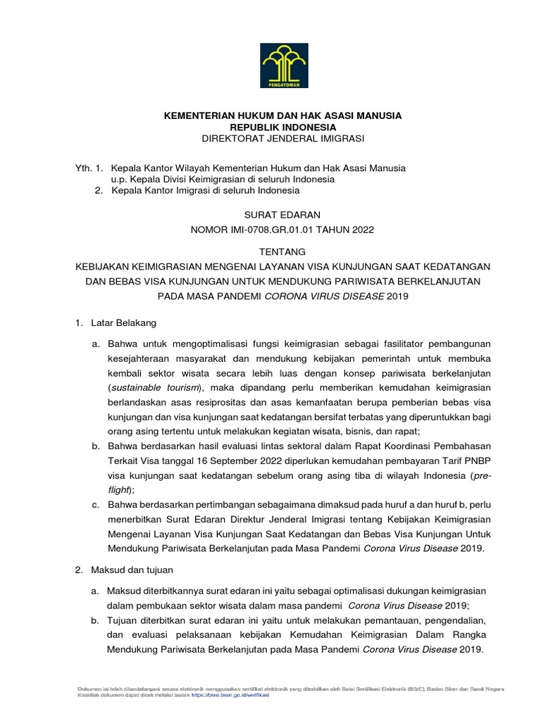 Surat Edaran Ditjenim Nomor IMI-0708 GR 01 01 Tahun 2022 | PDF