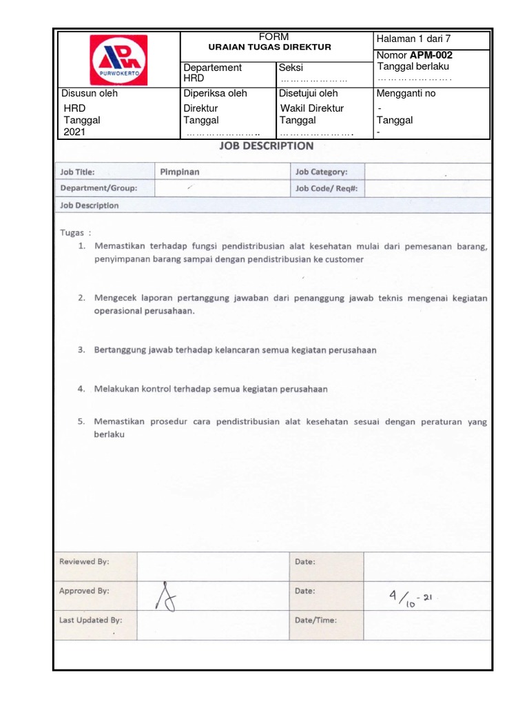 1.2.uraian Tugas Karyawan | PDF