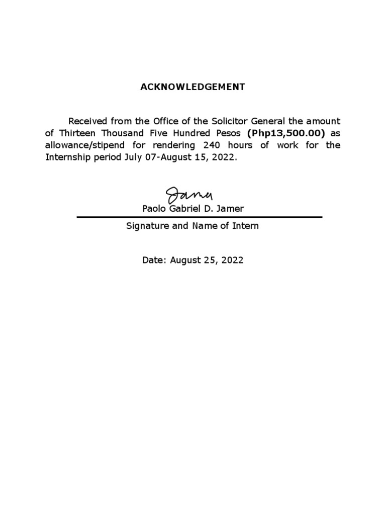 Acknowledgement - Receipt of Allowance | PDF | Finance & Money Management