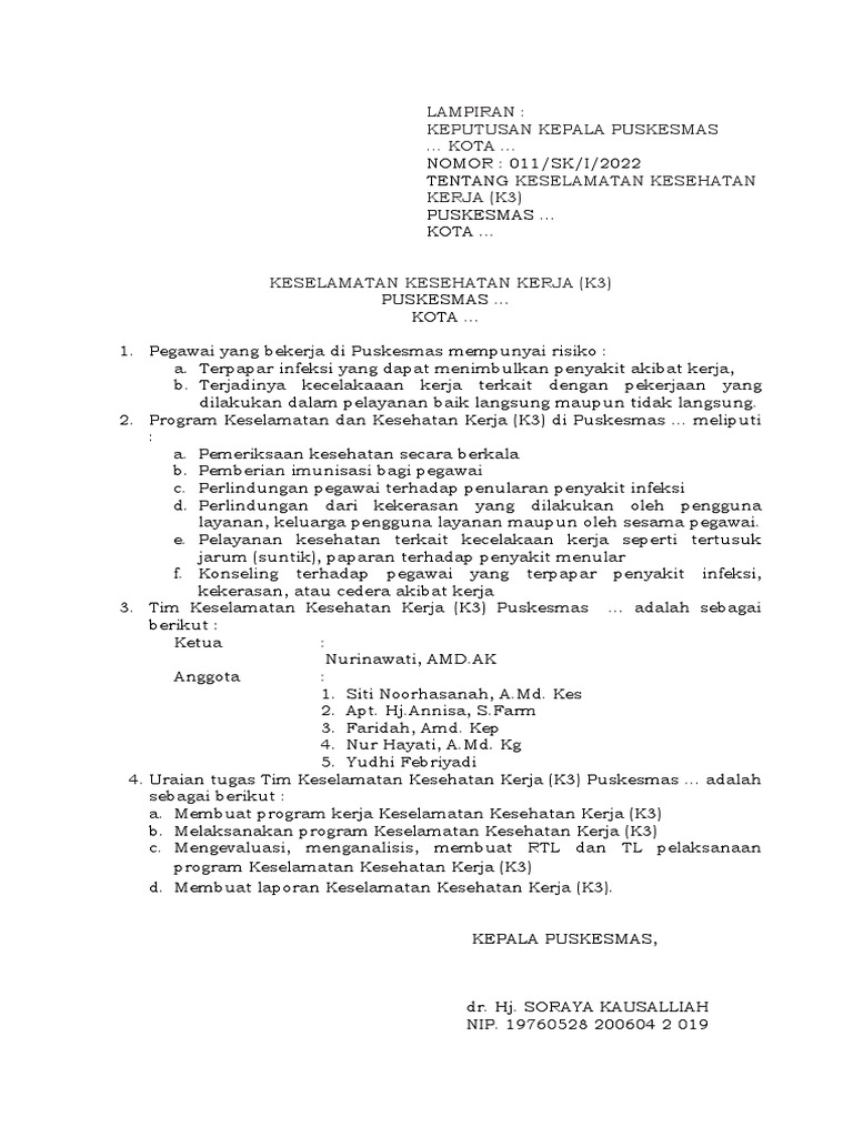 Lampiran SK K3 | PDF