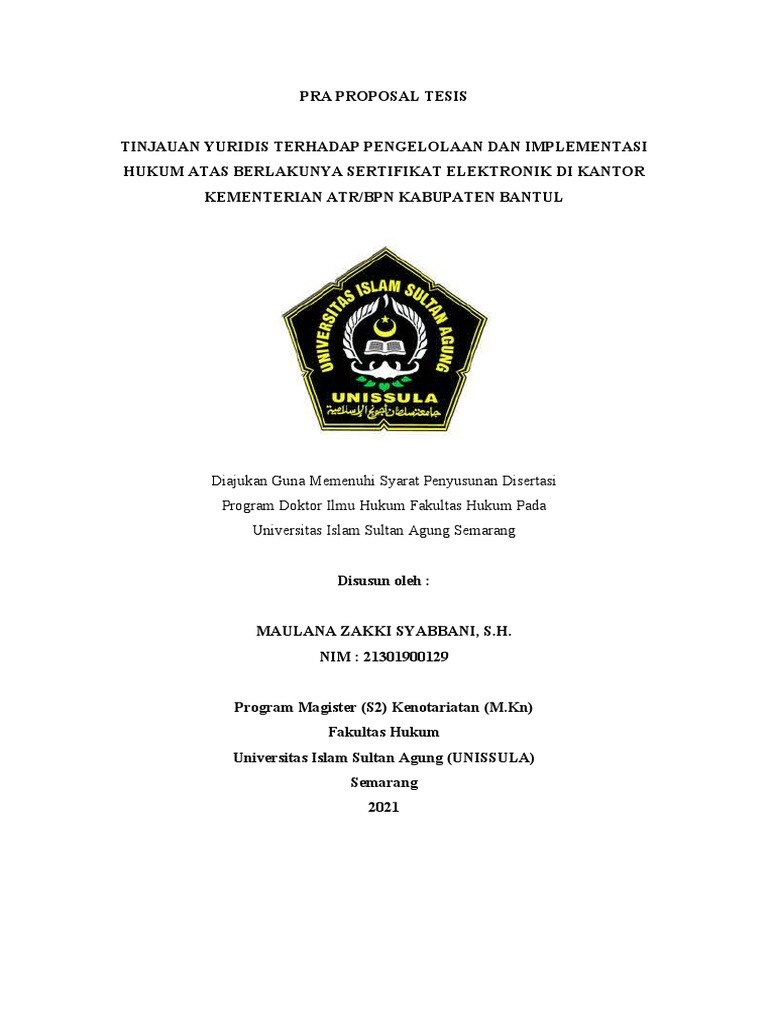 PRA PROPOSAL TESIS Maulana Zakki Syabbani | PDF