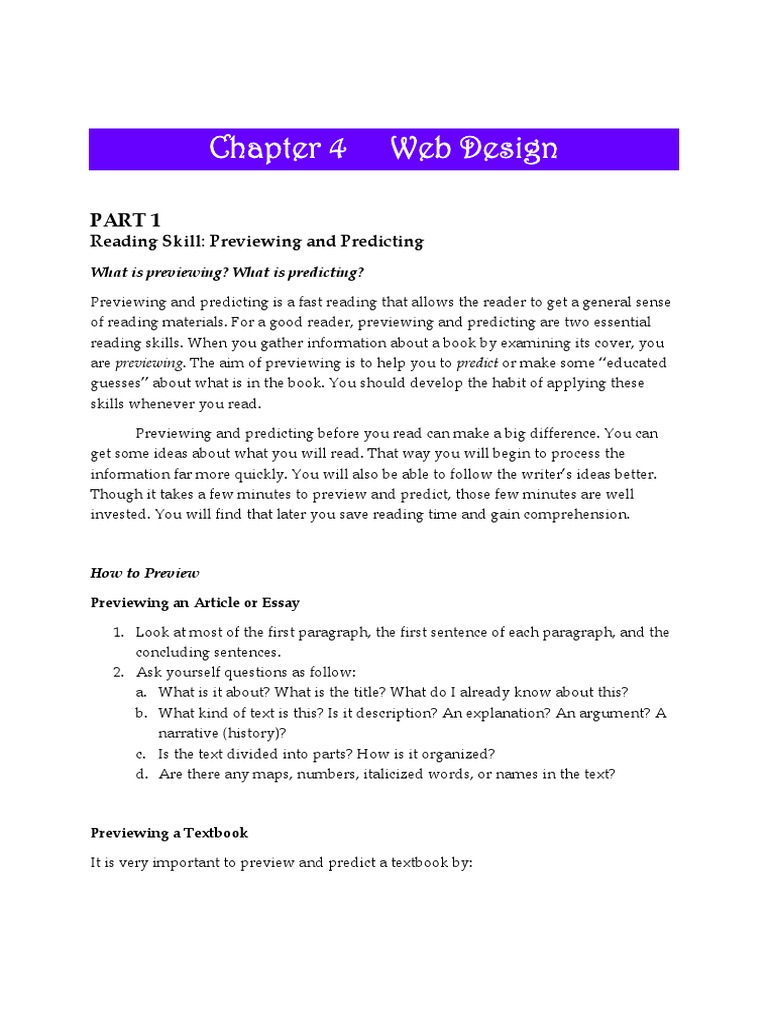 Chapter 4 Previewing Predicting | PDF