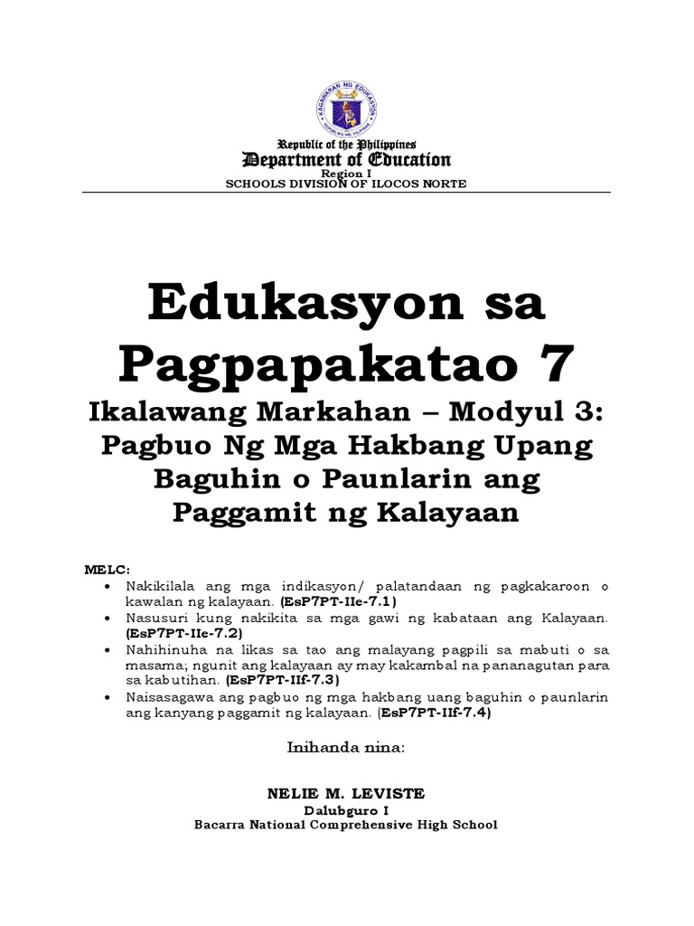 ESP-7-Q2-Module3-Week-5-6-LEVISTE, NELIE | PDF