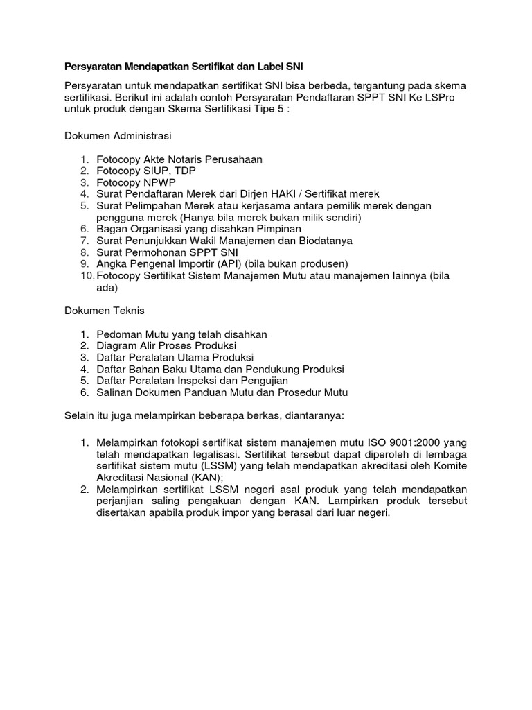 Alur Pembuatan SNI | PDF