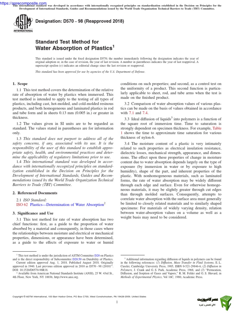 Astm D 570 19982018 | PDF | Water | Engineering Tolerance