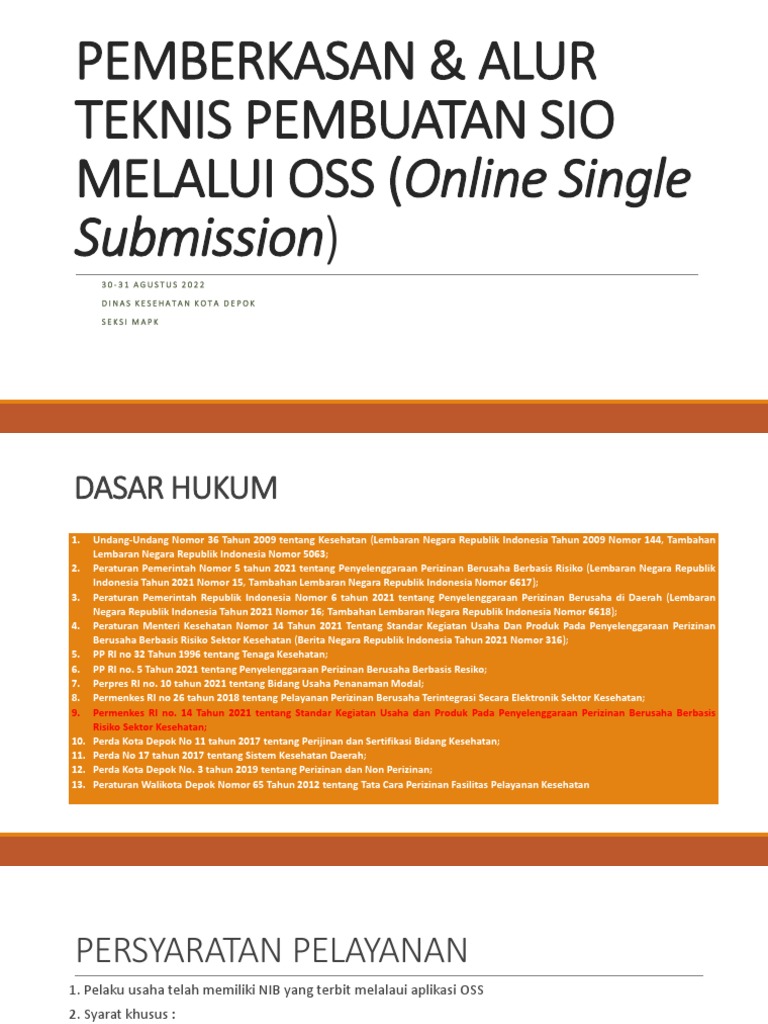 Pemberkasan & Alur Teknis Pembuatan Sio Melalui Oss | PDF