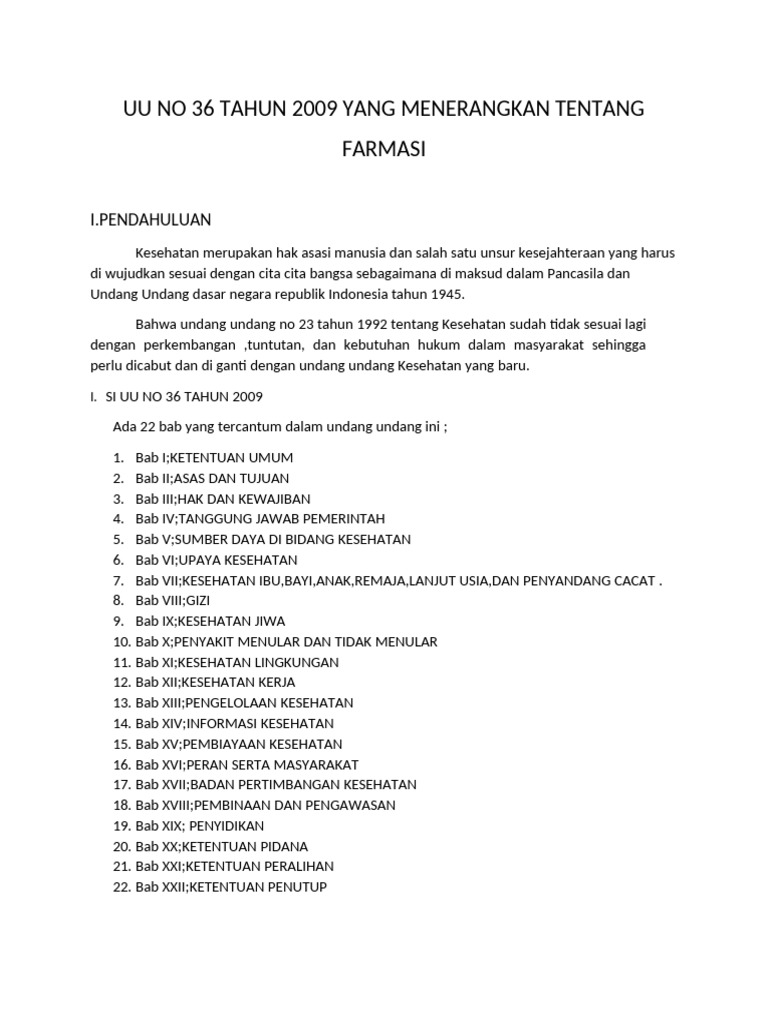 Perbedaan Uu No 23 Tahun 1992 Dan Uu No 36 Tahun 2009 | PDF