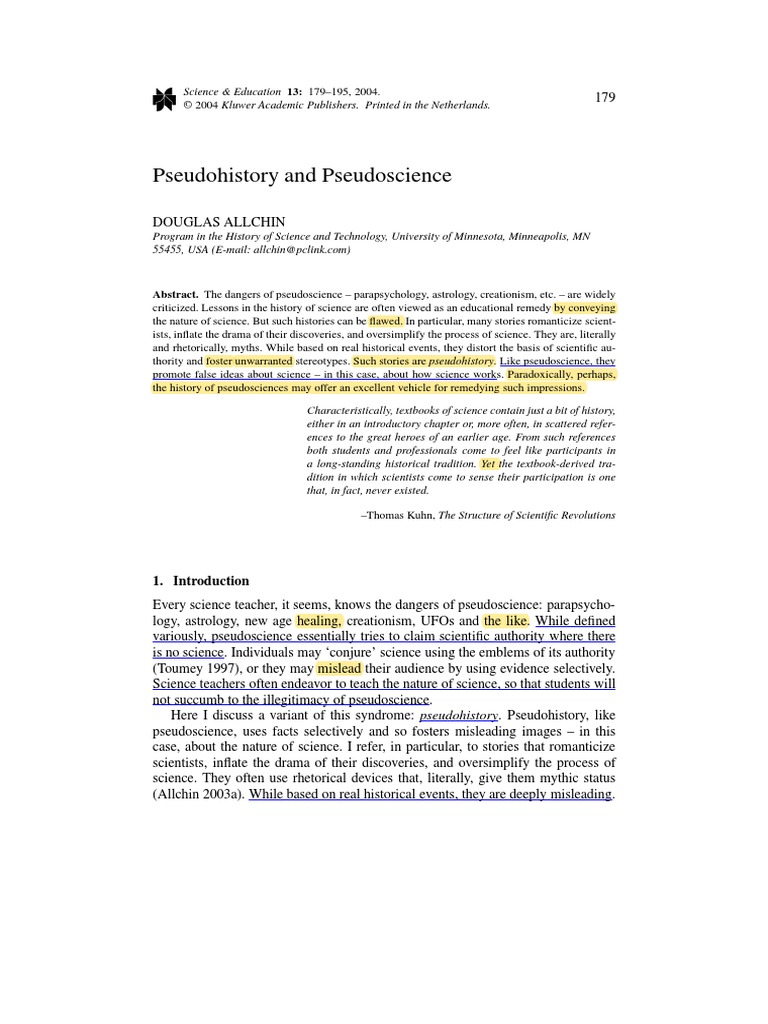 2004 Allchin Pseudohistory and Pseudoscience | PDF | Science ...