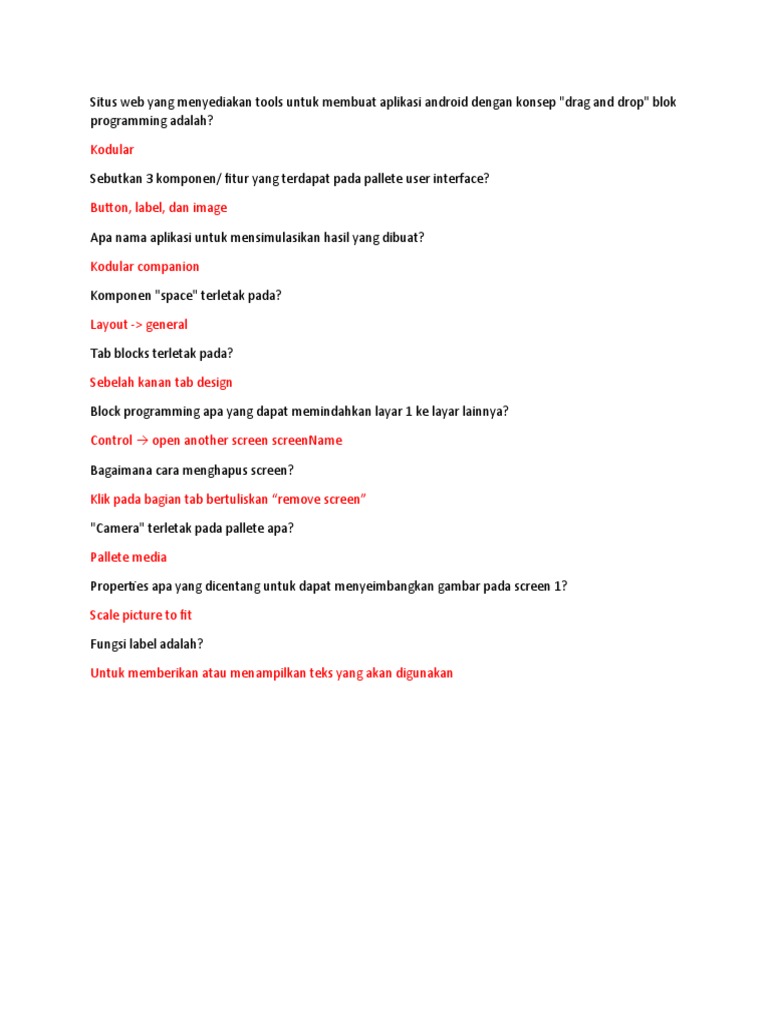 Soal Pada Apk Quiz | PDF