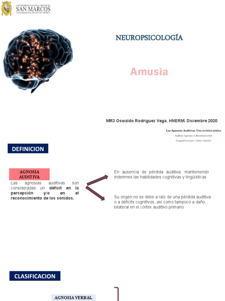 Agnosia Auditiva. Amusia | PDF | Lóbulo temporal | Enfermedades y ...