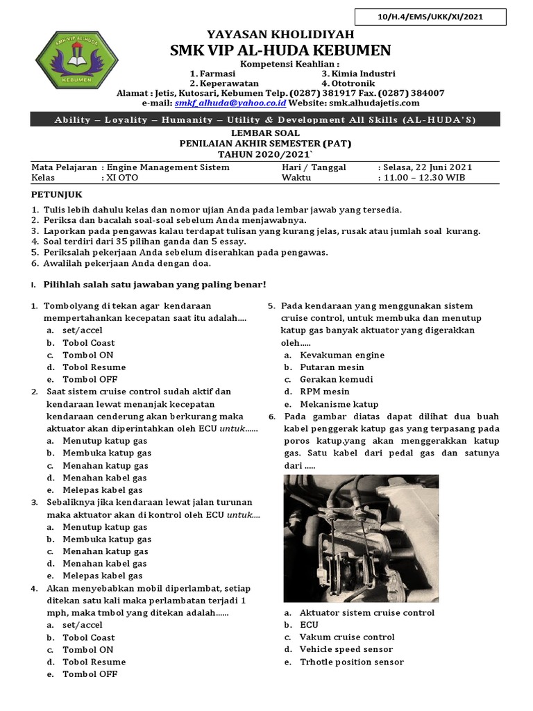 SOAL PAT EMS GENAP XI 2021edit | PDF