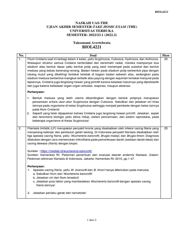 Naskah - Soal Bio | PDF | Sains & Matematika