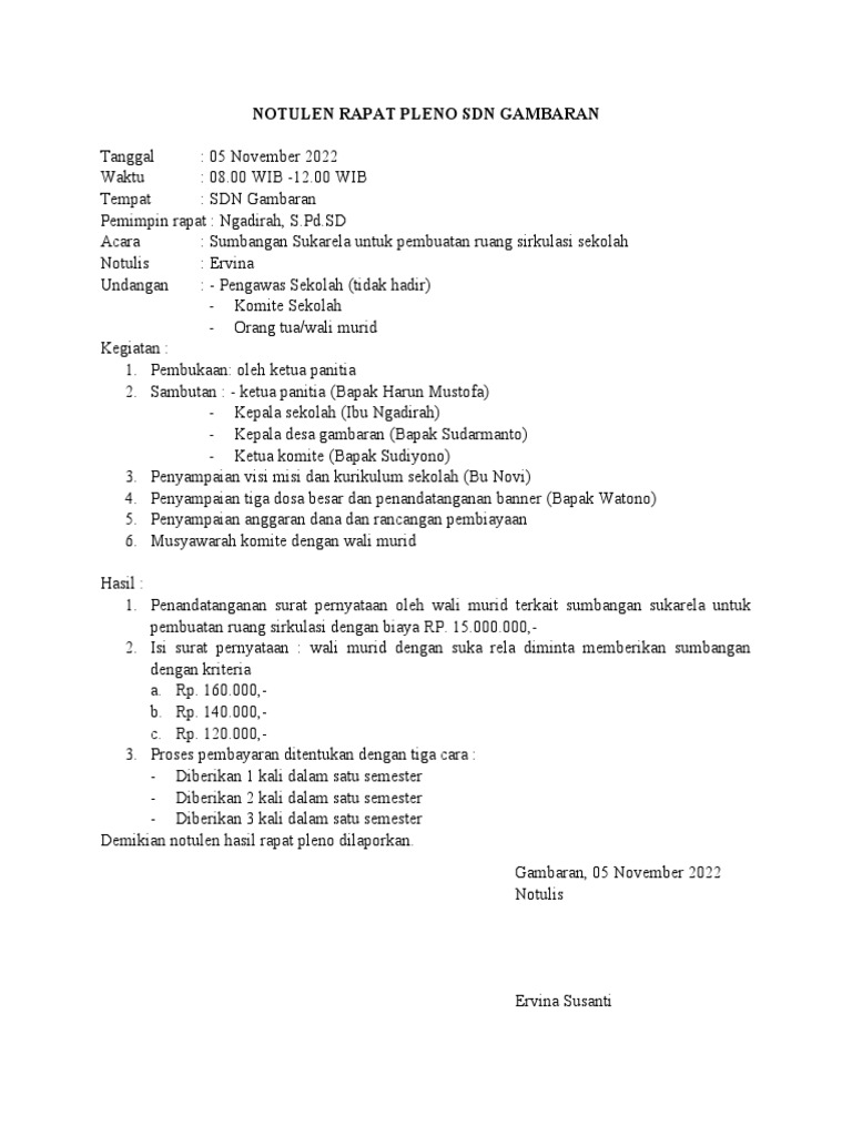 Notulen Rapat Pleno | PDF