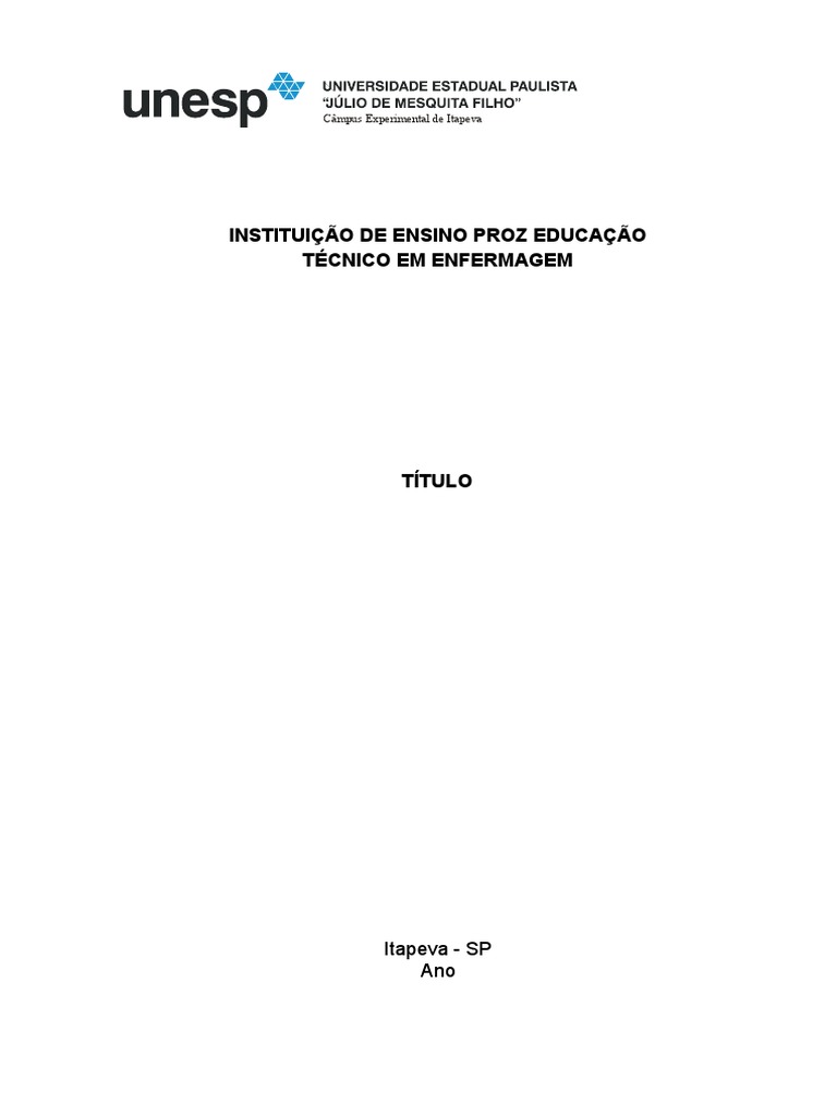 Modelo Tcc Unesp Itapeva Pdf Citação Science
