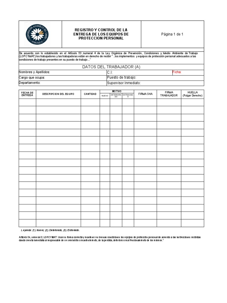 Formato Registro de Dotacion de Epp | PDF