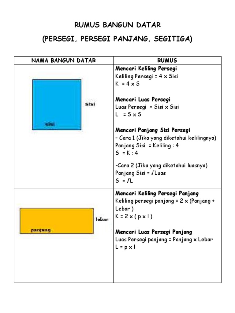 Rumus Bangun Datar | PDF | Kajian Bahasa Asing