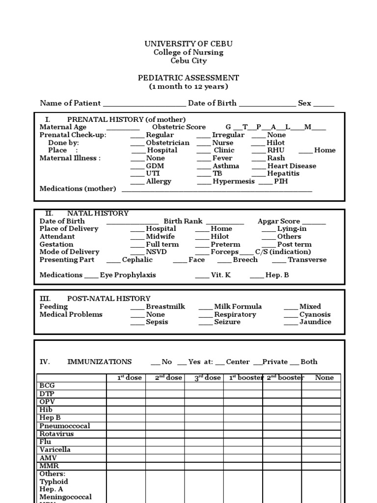Pediatric Assessment (1 - 12) | Medicine | Clinical Medicine