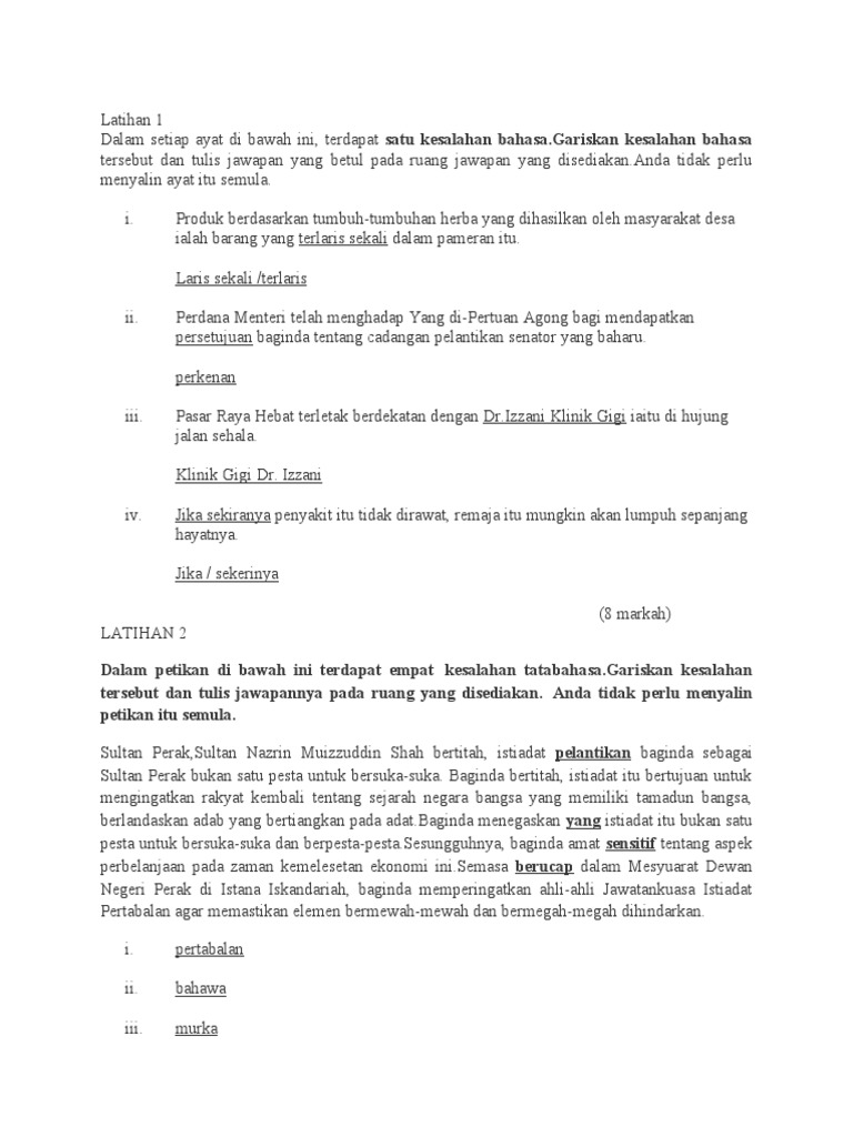 Latih Tubi BM Kertas 1 BHGN A Dan B | PDF