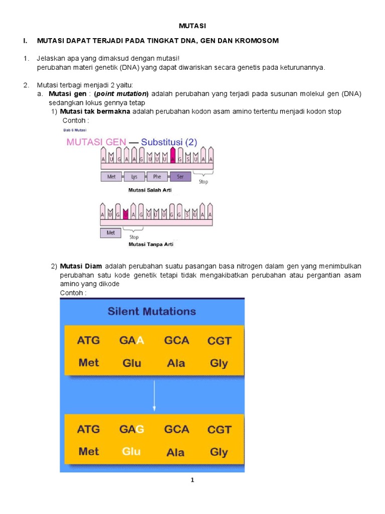 MUTASI GENETIKA: JENIS, PENYEBAB, DAN CONTOH PADA MANUSIA | PDF