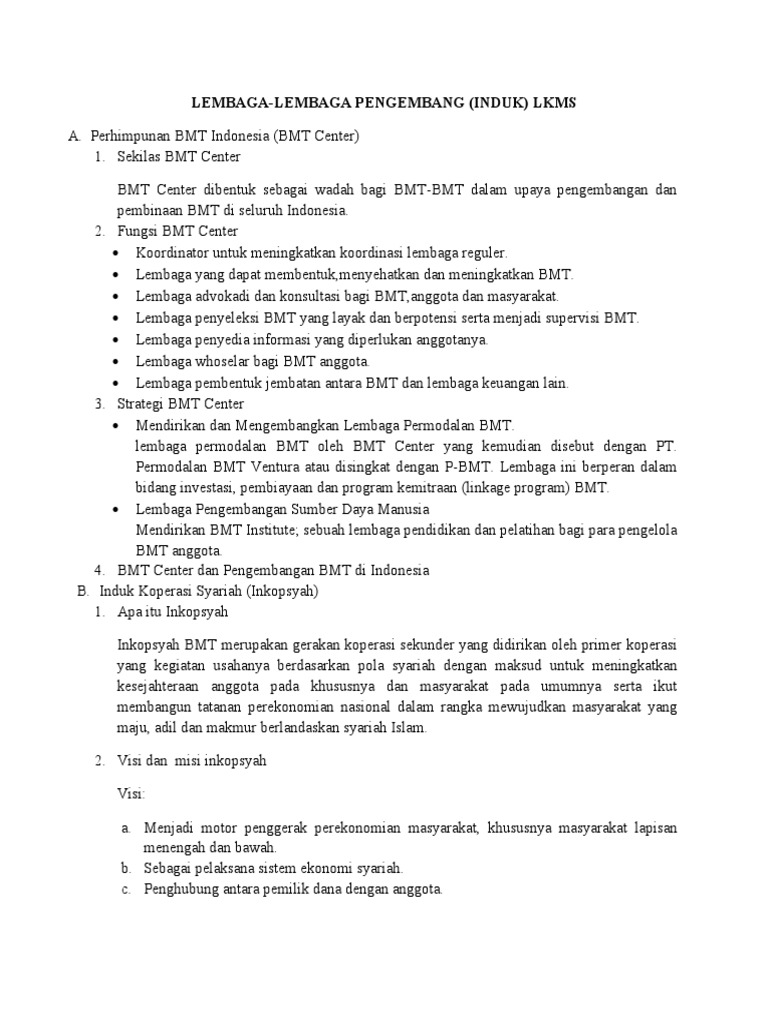 Lembaga Induk LKMS | PDF