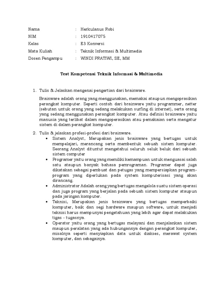 Contoh Tugas Tim Bagian 6 | PDF | Komputer