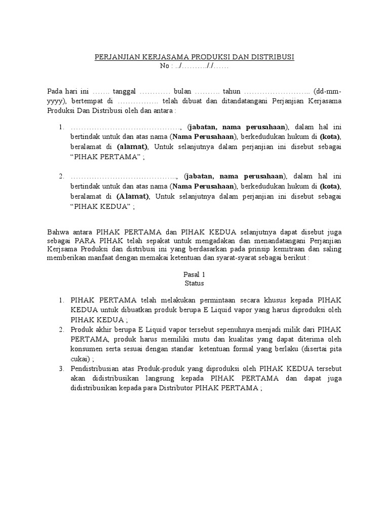 Surat Perjanjian Kerjasama | PDF