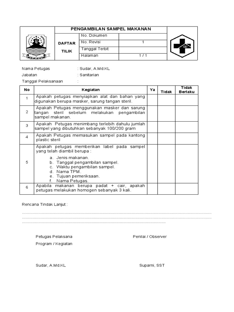 Pengambilan Sampel Makanan | PDF