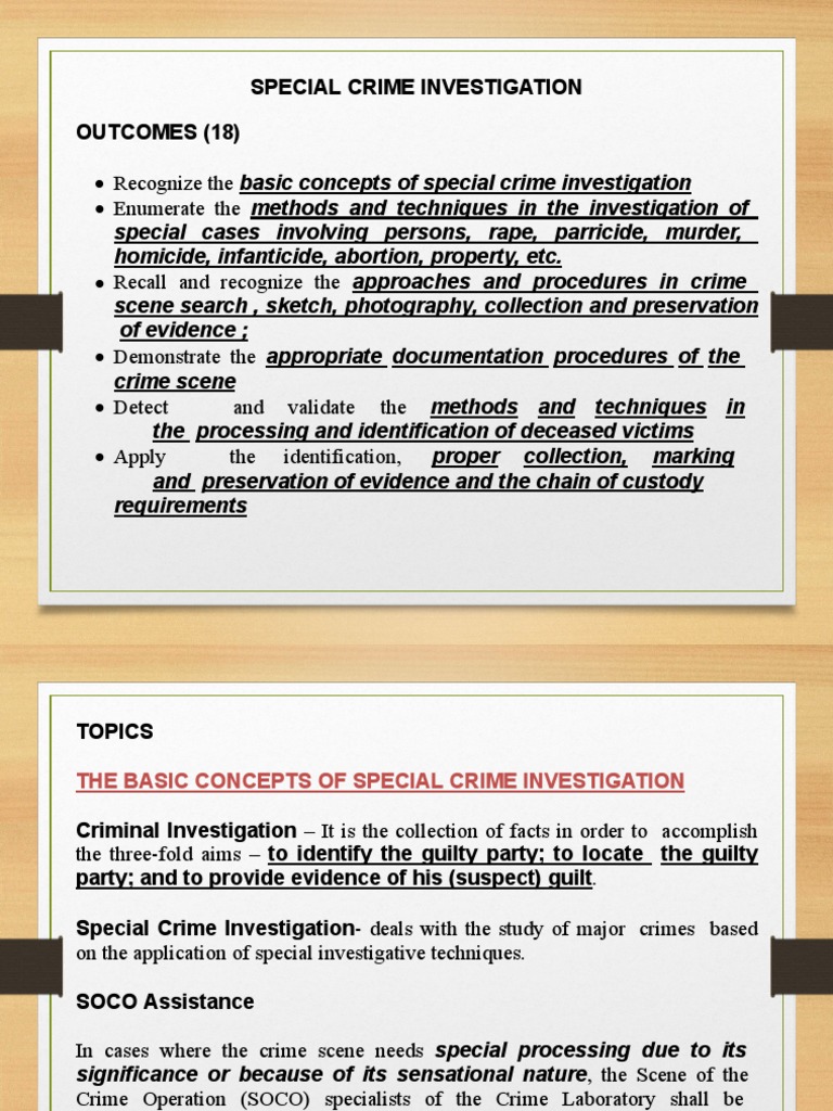 Special Crime Investigation | PDF | Crime Scene | Witness