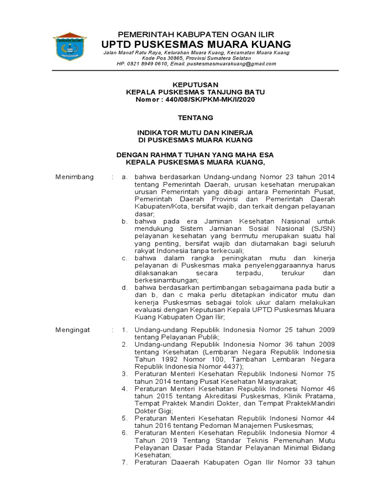 SK Indikator Mutu & Kinerja LKP | PDF | Pengembangan Diri