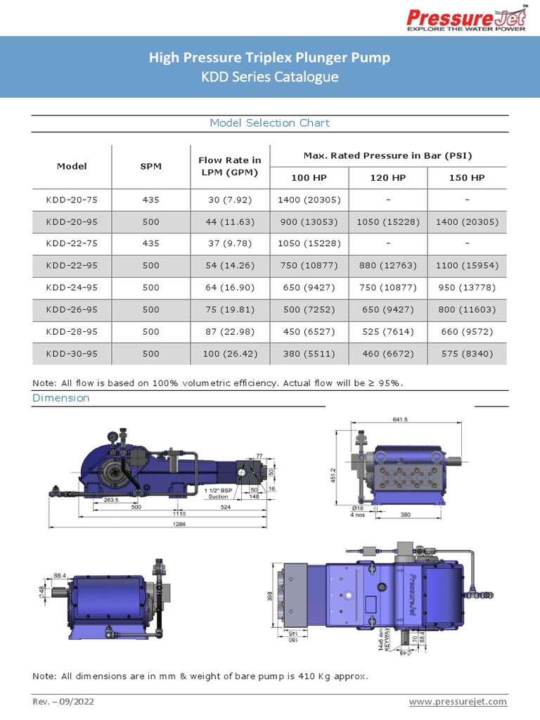 High Pressure Triplex Plunger Pump Model Selection and Technical Specifications | PDF | Pump ...