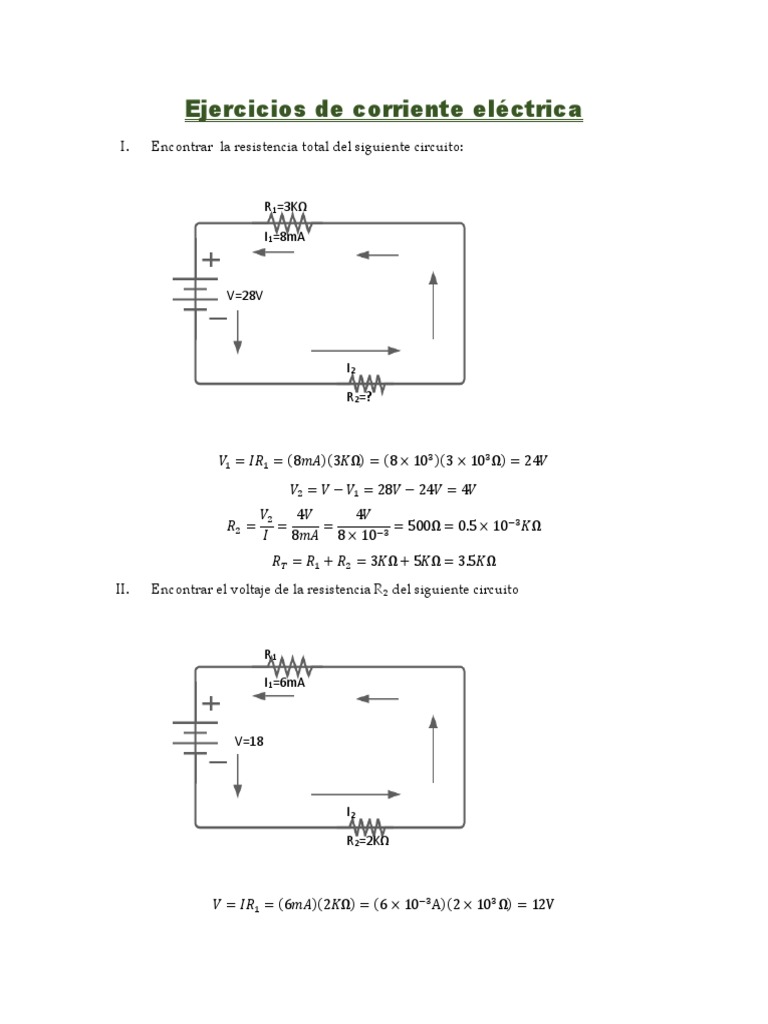 Ejercicios de Corriente Eléctrica | PDF | Resistencia Eléctrica y Conductancia | Electricidad