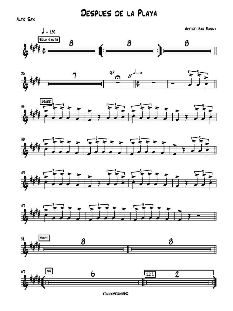 Despues de La Playa (Alto Sax) - Trombone 1° | PDF