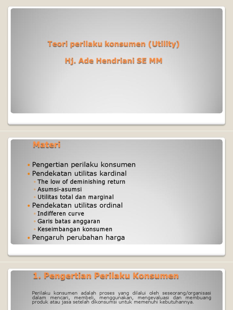 Pert 4 Teori Perilaku Konsumen (Utility) | PDF