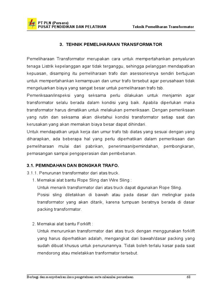 Teknik Pemeliharaan Transformator | PDF