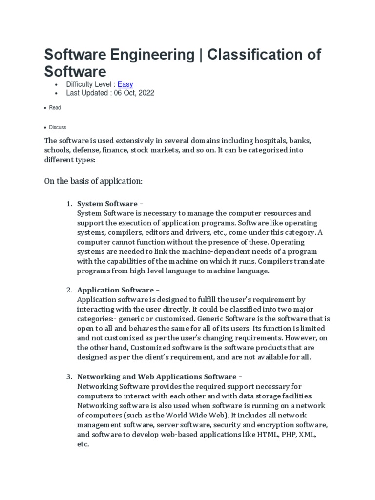 Classification of Software | PDF | Software | World Wide Web