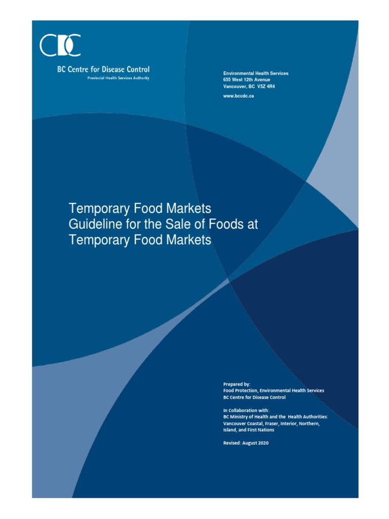 Guidelines For Sale of Foods at Temporary Food Markets | PDF