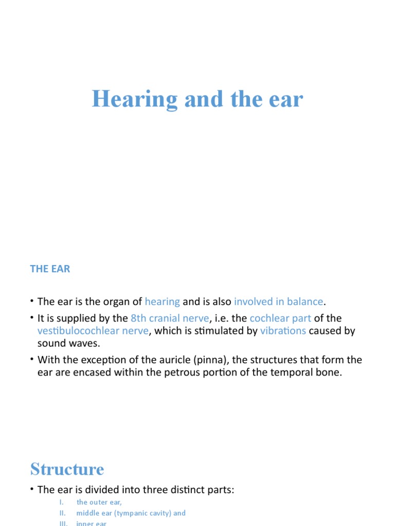 Hearing and The Ear | PDF | Ear | Auditory System