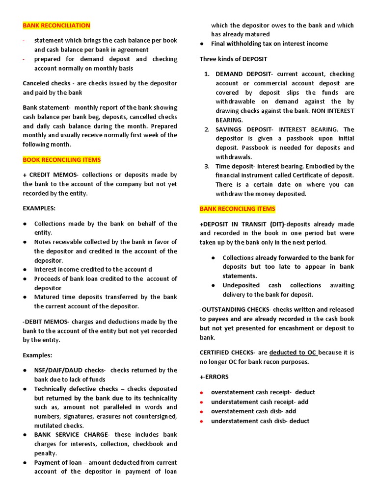 Bank Reconciliation Process Explained | PDF | Deposit Account | Cheque